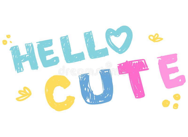 Hand Drawn Cute Cat and Flowers Kids Print Vector Illustration Stock ...