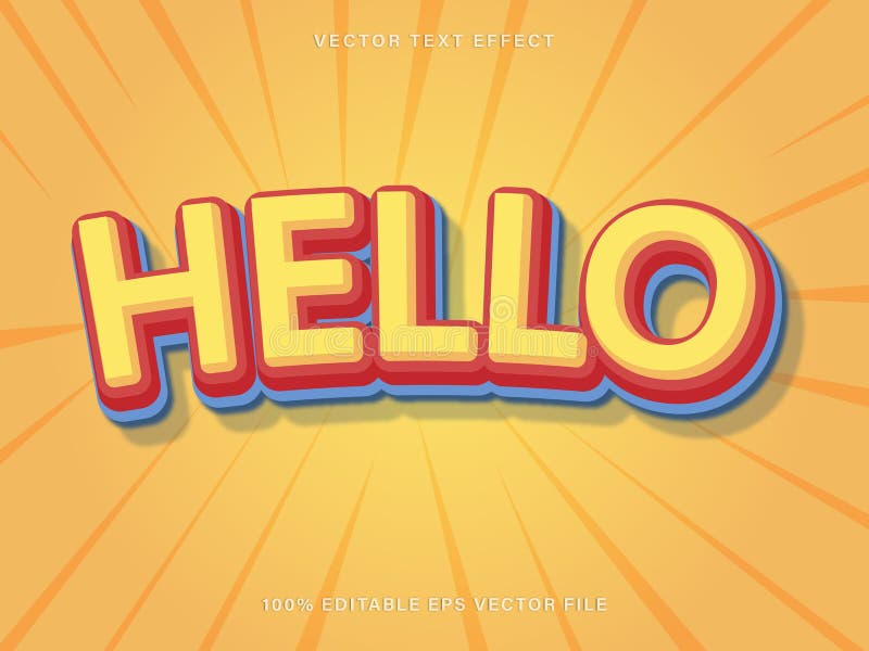 Hello 3d Text Effect Editable Text Eps Stock Illustration ...