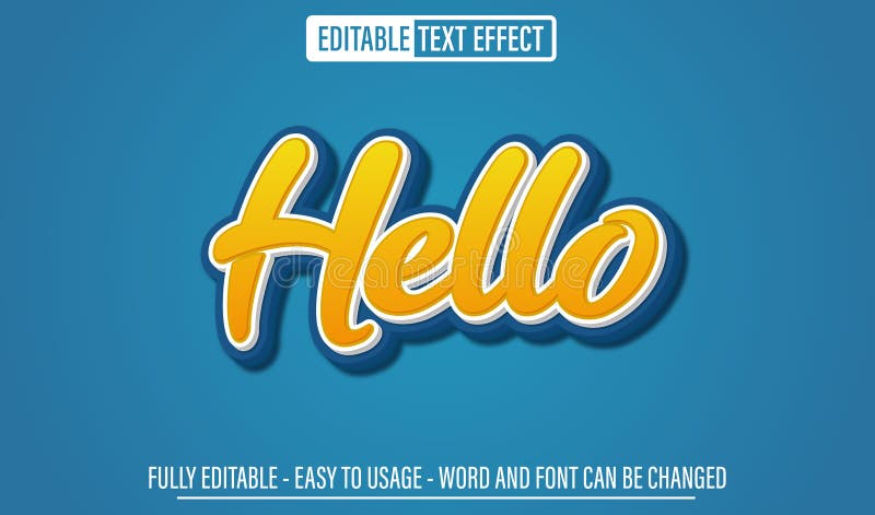Hello 3d Text Effect Editable Font and Color Stock Vector ...
