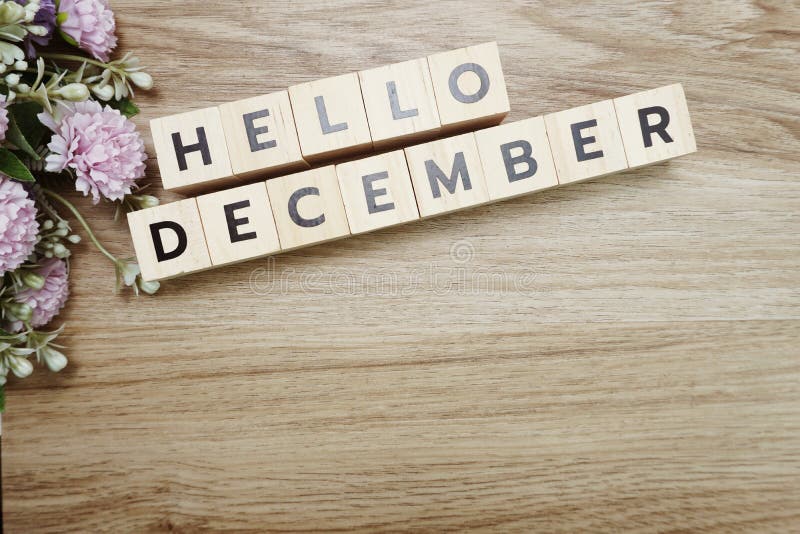 December Alphabet Letter with Flowers Border Frame on Marble Background ...