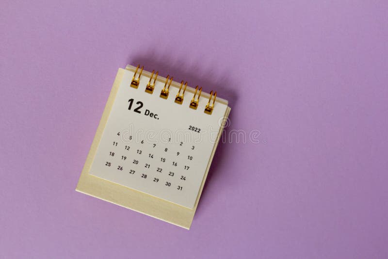 Hello, December.Calendar for December 2022 on a Lilac Background Stock ...