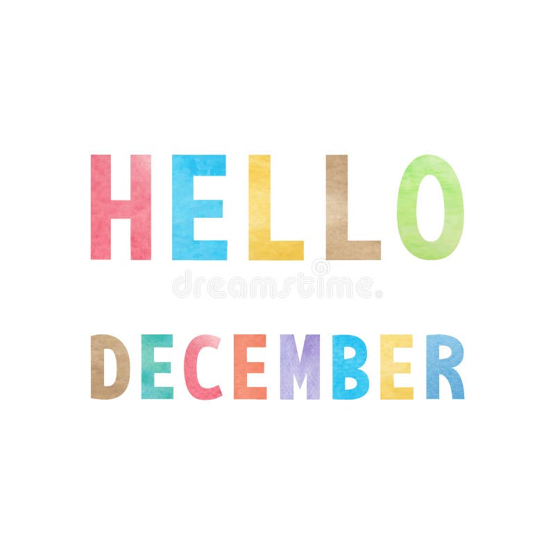 Hello December With Colorful Watercolor Stock Vector - Illustration of ...