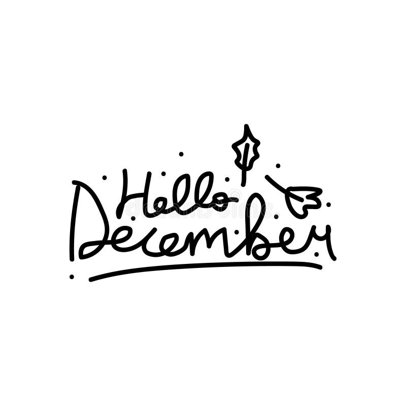 Hello December Greeting Card Hand Lettering Stock Vector - Illustration ...