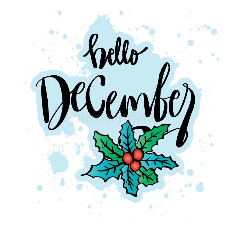 Hello December lettering. stock illustration. Illustration of text ...