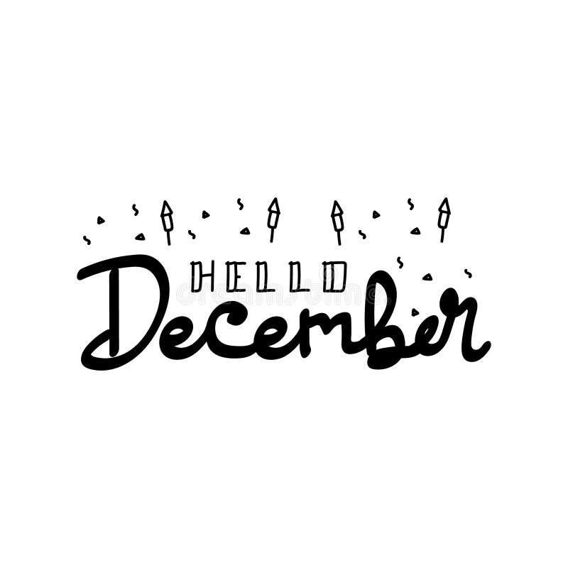 Hello December Greeting Card Hand Lettering Stock Vector - Illustration ...