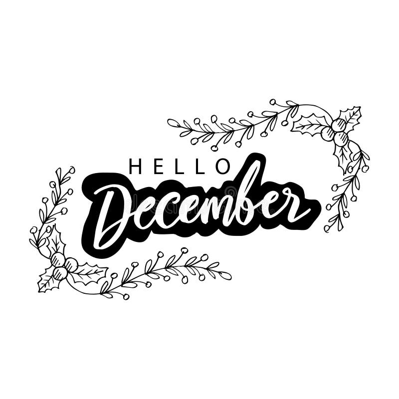 Hello December Lettering. Greeting Card Stock Illustration ...