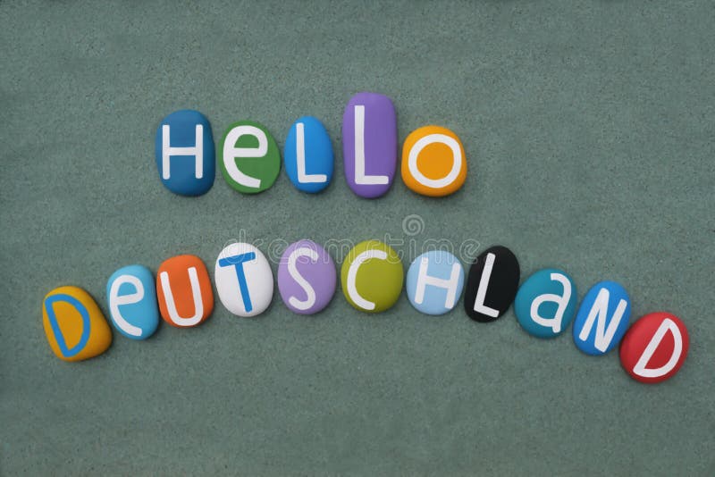 Hello Deutschland, Creative Logo Composed with Hand Painted Multi ...