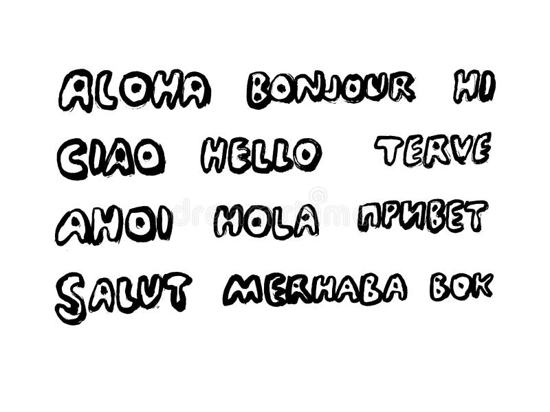 Hello in Different Languages. Lettering. Ciao, Aloha, Bonjour, Hola ...