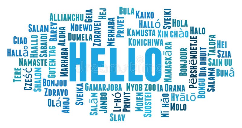Hello in Different Languages Word Cloud Concept Stock Illustration ...