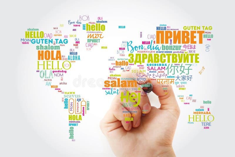 Hello in Different Languages Word Cloud Stock Image - Image of business ...