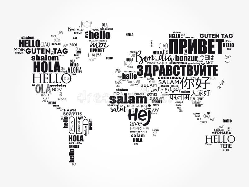 Hello in Different Languages Word Cloud Stock Illustration ...