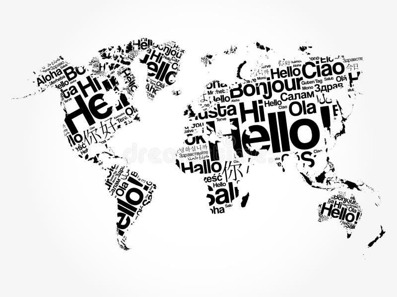 Hello in Different Languages Word Cloud Stock Illustration ...
