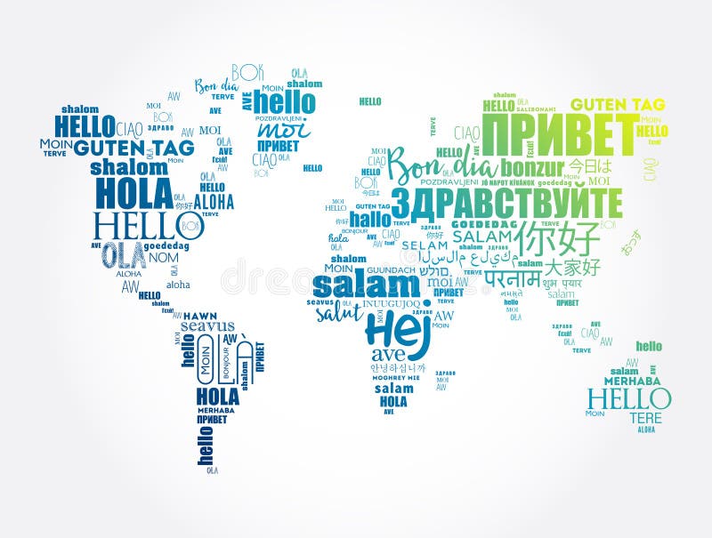 Hello in Different Languages Word Cloud Stock Illustration ...