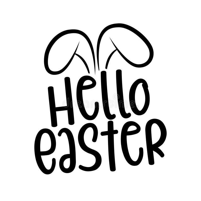 Hello Easter - Hand Drawn Modern Calligraphy Design Vector Illustration ...