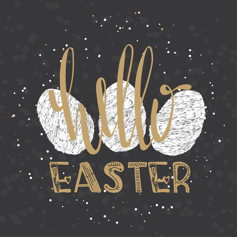 Hello Easter Lettering Modern Calligraphy Style. Hand Written Easter ...