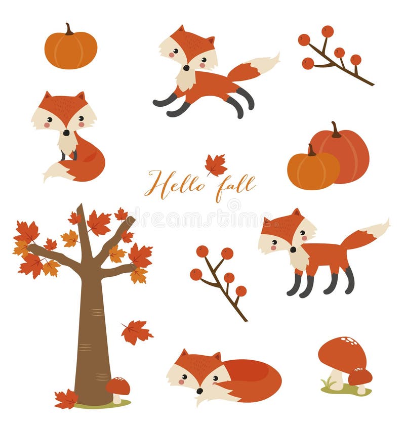 Hello Fall, Decorative Elements Stock Illustration - Illustration of ...