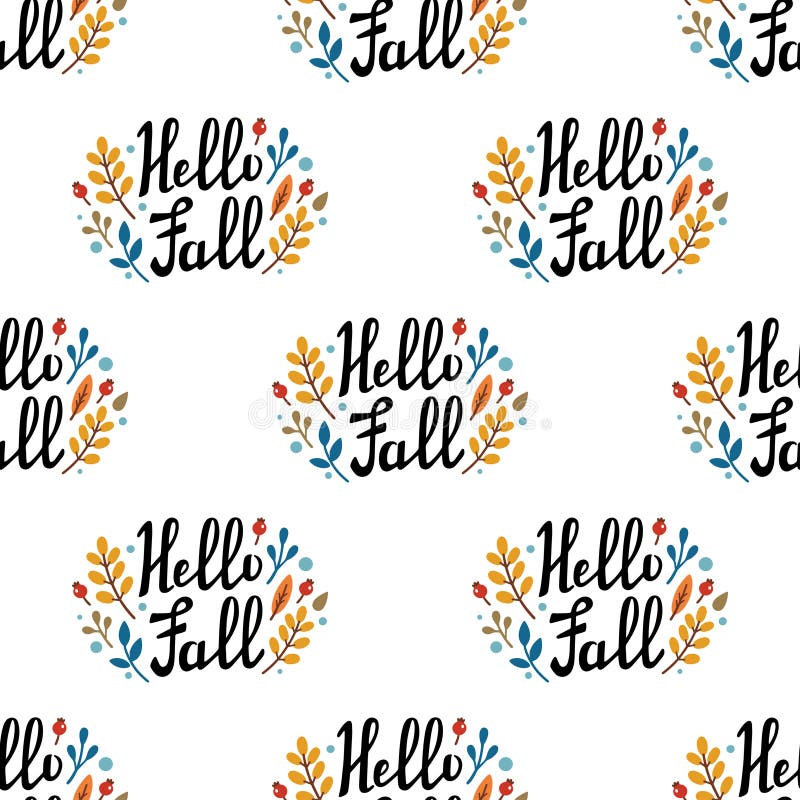 HELLO FALL Handwritten Lettering. Vector Illustration in Doodle Style ...