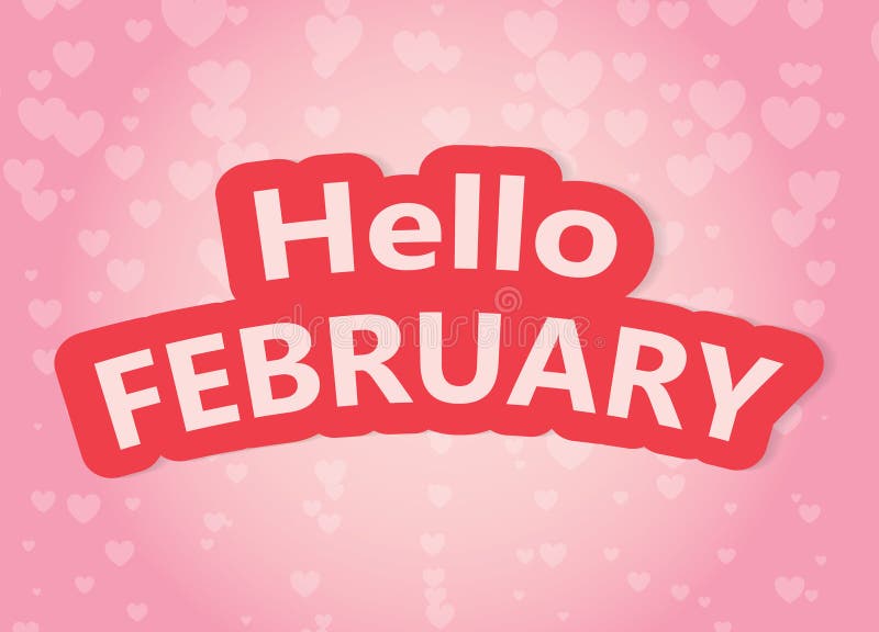 Hello February Banner Over Heart Pattern Stock Vector - Illustration of ...