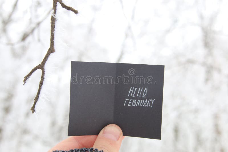 Hello February Creative Concept Stock Photo - Image of sign, card: 86540974