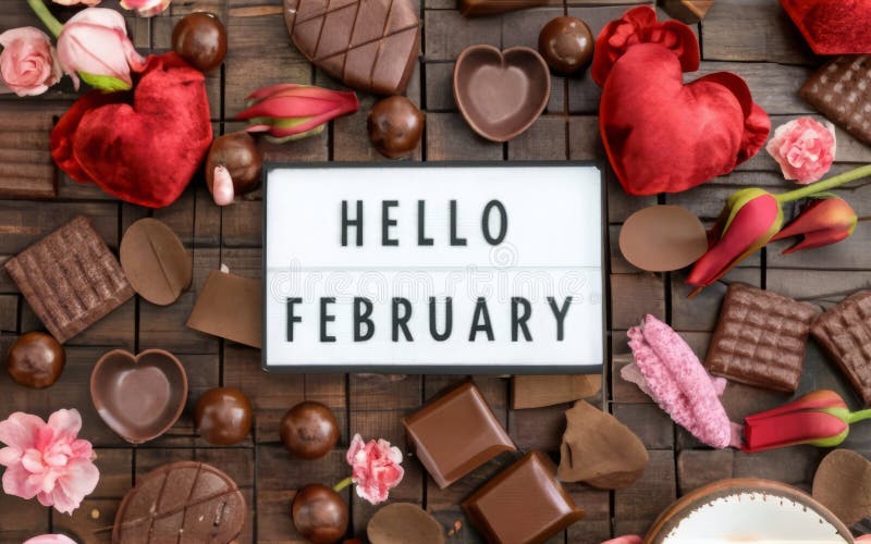 Hello February Greeting Card Stock Illustration - Illustration of text ...