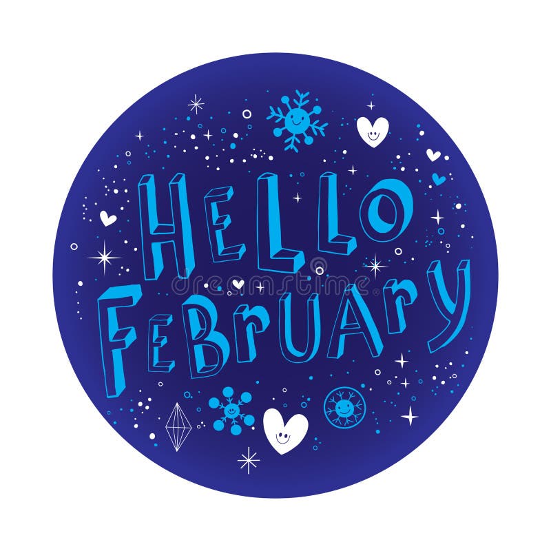 Hello February Typographic Design. Stock Vector - Illustration of frost ...