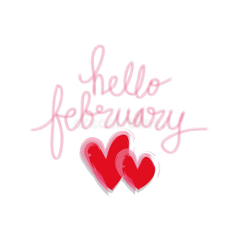 Hello February Hand Lettering Stock Vector - Illustration of print ...