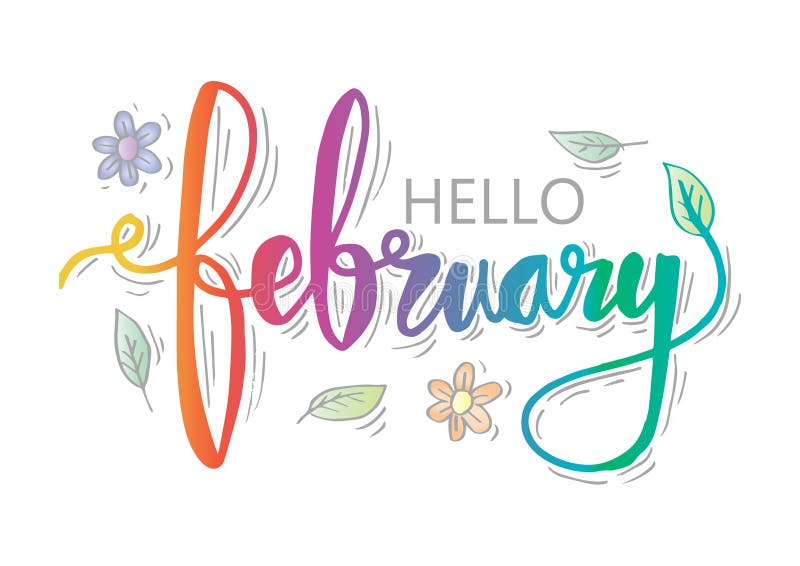Hello February Hand Lettering Stock Vector - Illustration of print ...