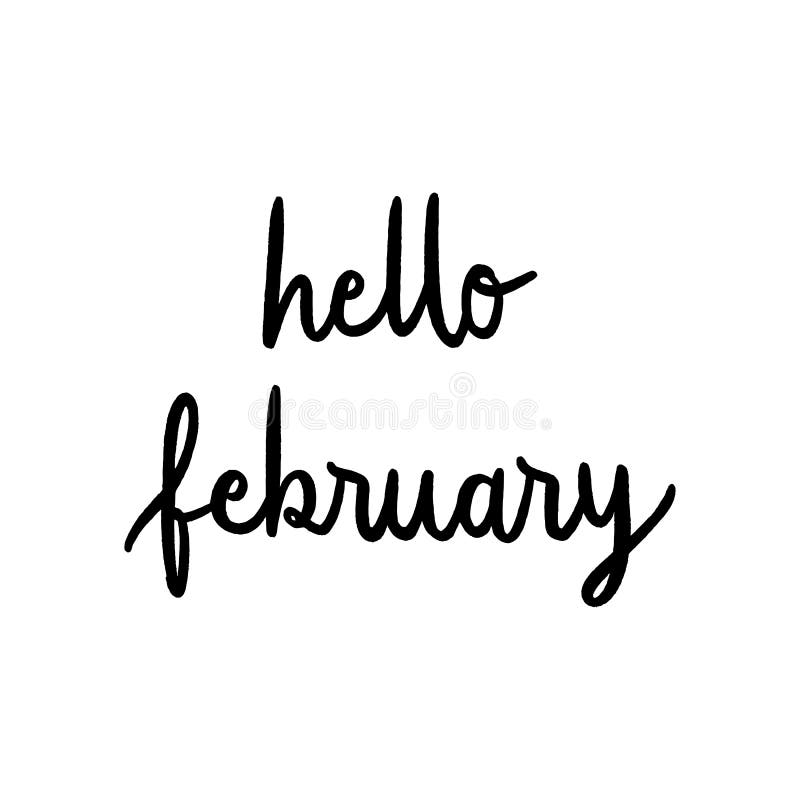 Hello February Text on Blue and Purple Watercolor Background Stock ...