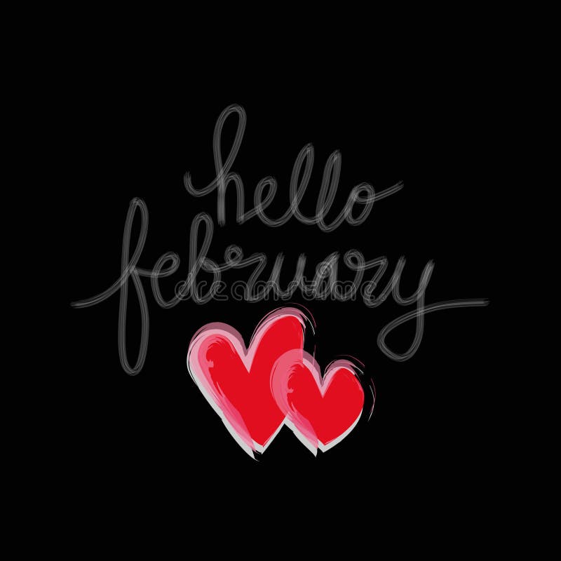 Hello February Hand Lettering Stock Vector - Illustration of print ...
