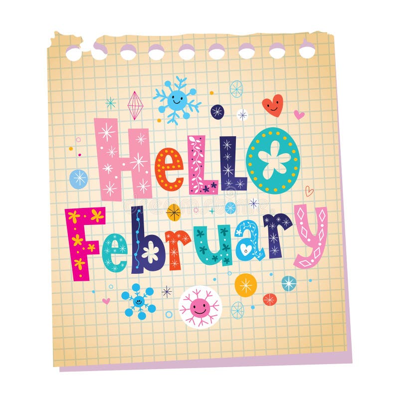 Hello February Typographic Design. Stock Vector - Illustration of frost ...