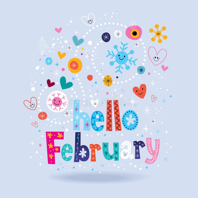 Hello February stock vector. Illustration of beauty, snowflake - 67020925