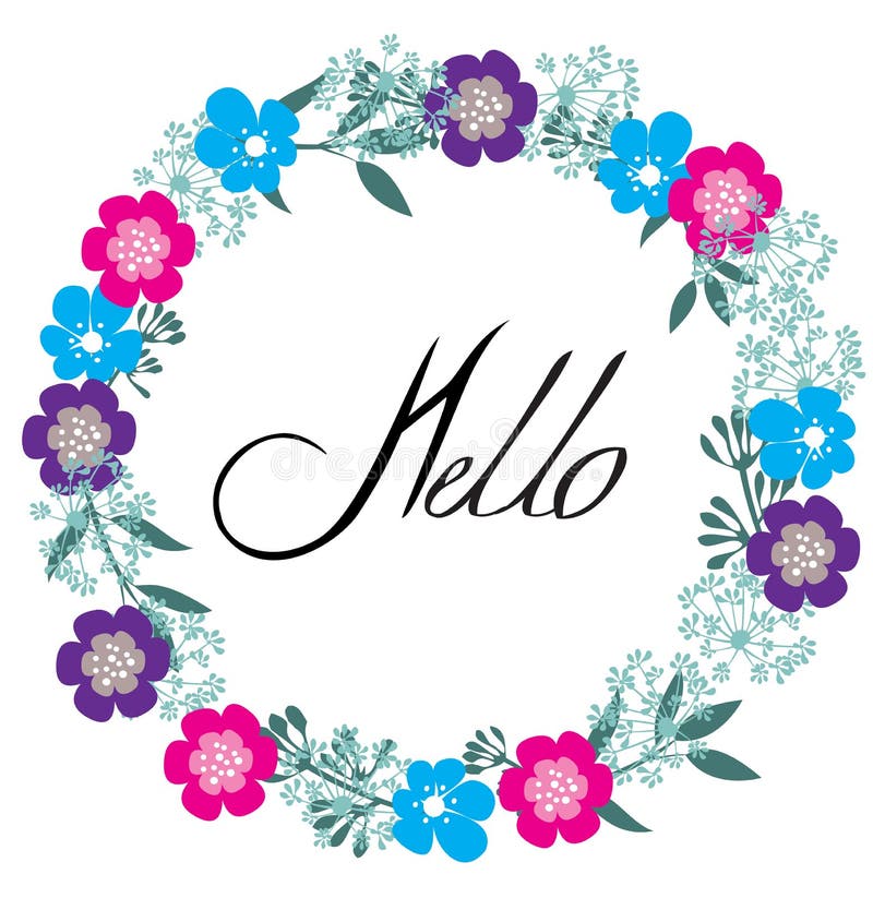 Hello Floral Frame stock vector. Illustration of flower - 91933646