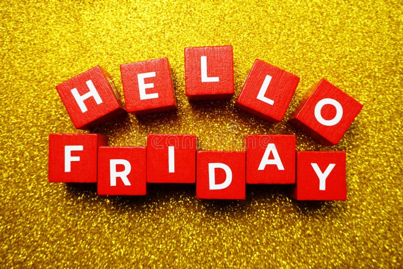 Hello Friday Alphabet Letter on Yellow Glitter Background Stock Photo ...