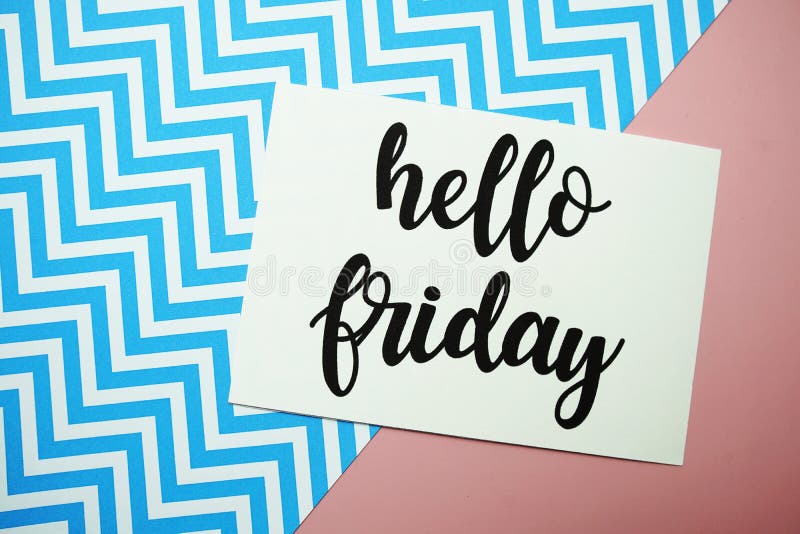 Hello Friday Card Typography Text on Pink Background Stock Image ...