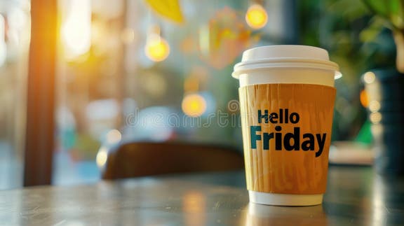 Hello Friday Coffee Cup AI Generated Stock Image - Image of message ...