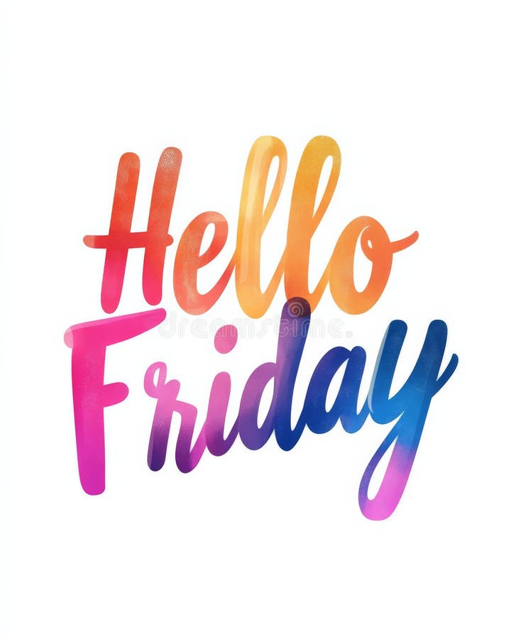 Hello Friday - Modern Calligraphy Watercolor Lettering Text Stock ...