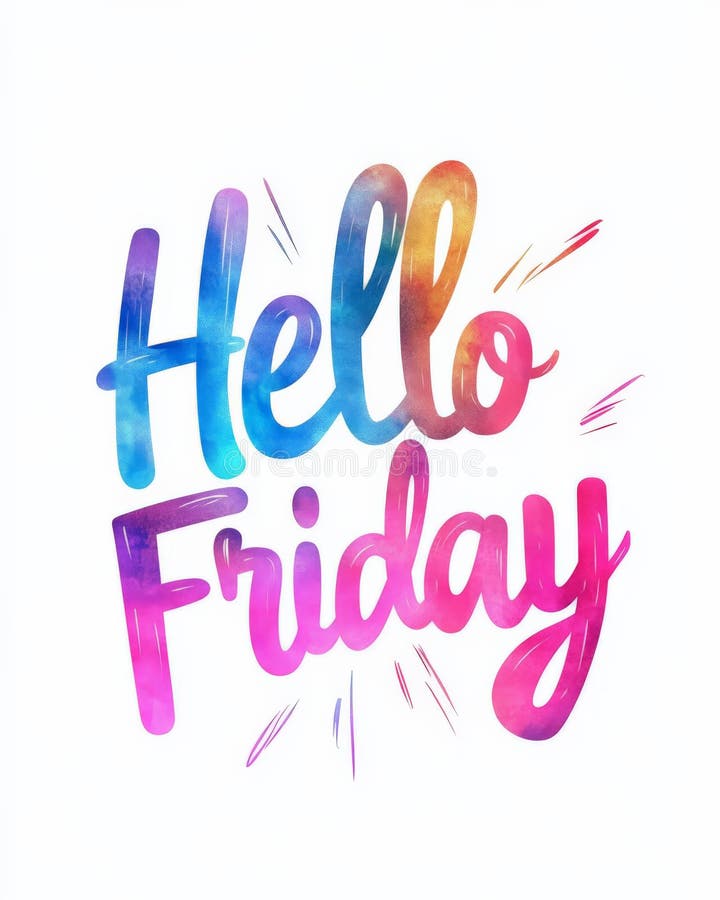 Hello Friday - Modern Calligraphy Watercolor Lettering Text Stock ...