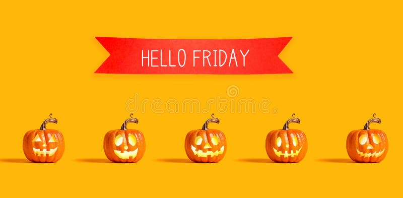 Hello Friday with Orange Pumpkins Stock Illustration - Illustration of ...