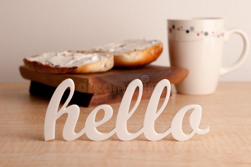 Bagel with Cream Cheese stock image. Image of wooden - 24656927