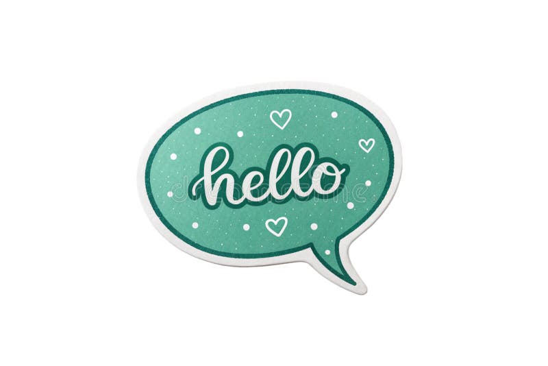 Hello Greeting Lettering Speech Bubble Sticker, Isolated on White ...