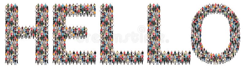 Hello Greeting Multi Ethnic Group of People Stock Image - Image of ...