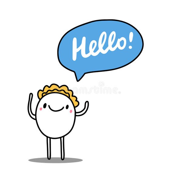 Hello Hand Drawn Vector Illustration with Cartoon Man Speaking Comic ...