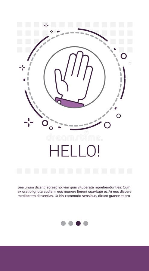 Hello Hand Gesture Greeting Banner Stock Vector - Illustration of ...