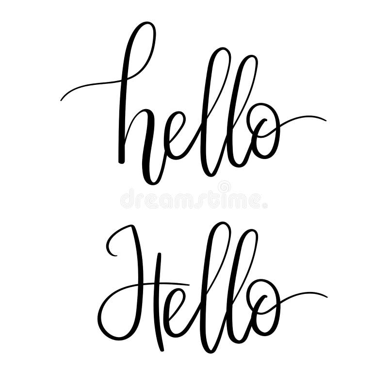 Hello hand lettering card. stock vector. Illustration of calligraphy ...