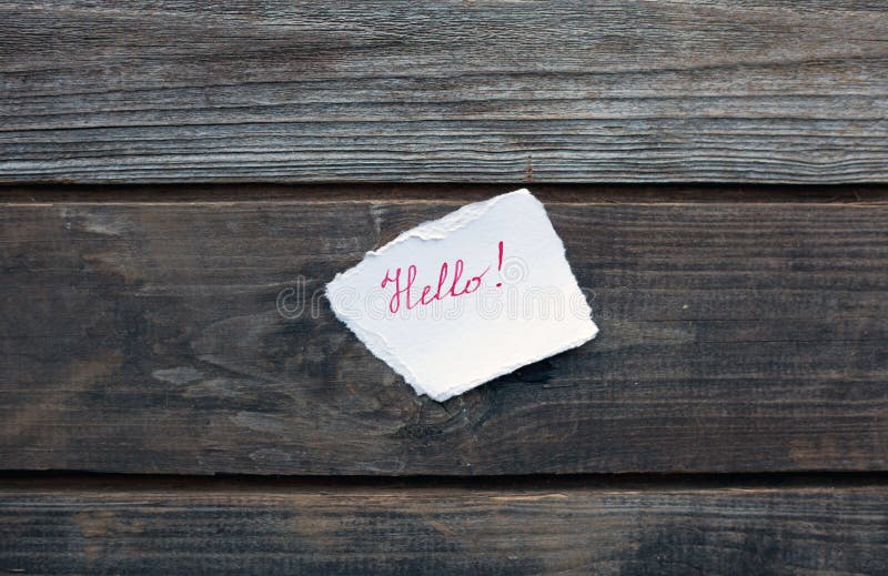 Hello Hand Written on Paper Piece Stock Image - Image of paper ...