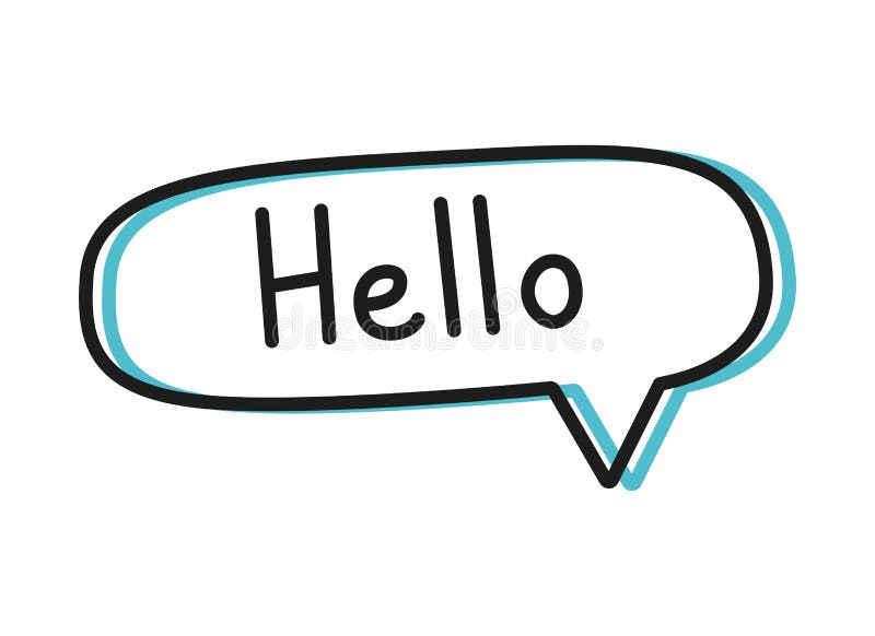 Hello. Handwritten Lettering Illustration. Black Vector Text in a Blue ...