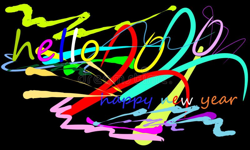 2020 hello happy new year stock illustration. Illustration of hello ...