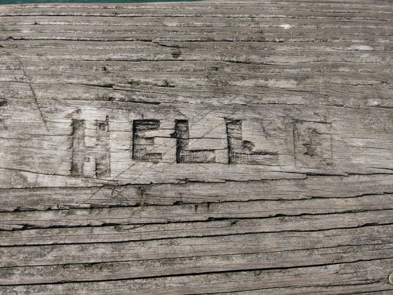 Hello stock photo. Image of carved, black, grain, word - 112446768
