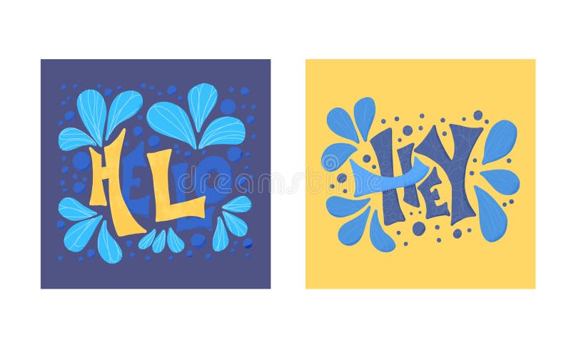 Hello and Hey Word. Vector Stylized Text Poster Stock Vector ...