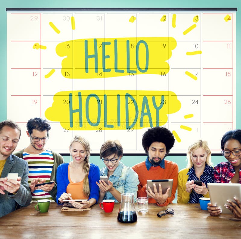 Hello Holiday Break Celebrate Enjoy Annual Concept Stock Image - Image ...